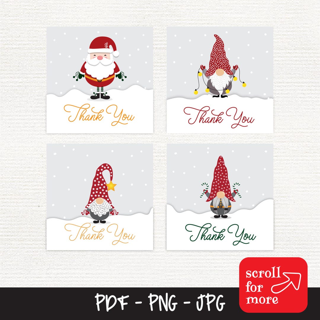 Printable Christmas Thank You Card, Holiday Thank You Card PDF ...