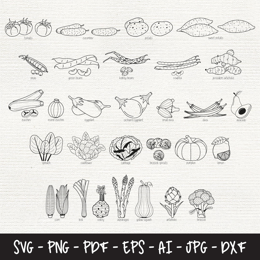 Vegetable Svg Bundle, Kitchen Spices Svg, Farmhouse Svg, Healthy Food ...