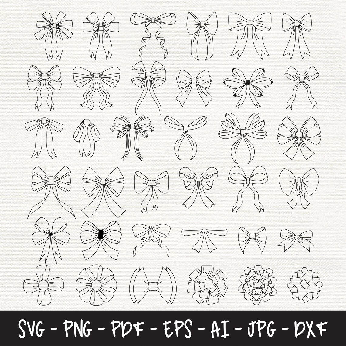 Ribbon Bow SVG Bundle, Bow Svg, Ribbon Svg, Hair Bow Svg, Bow Tie Svg ...