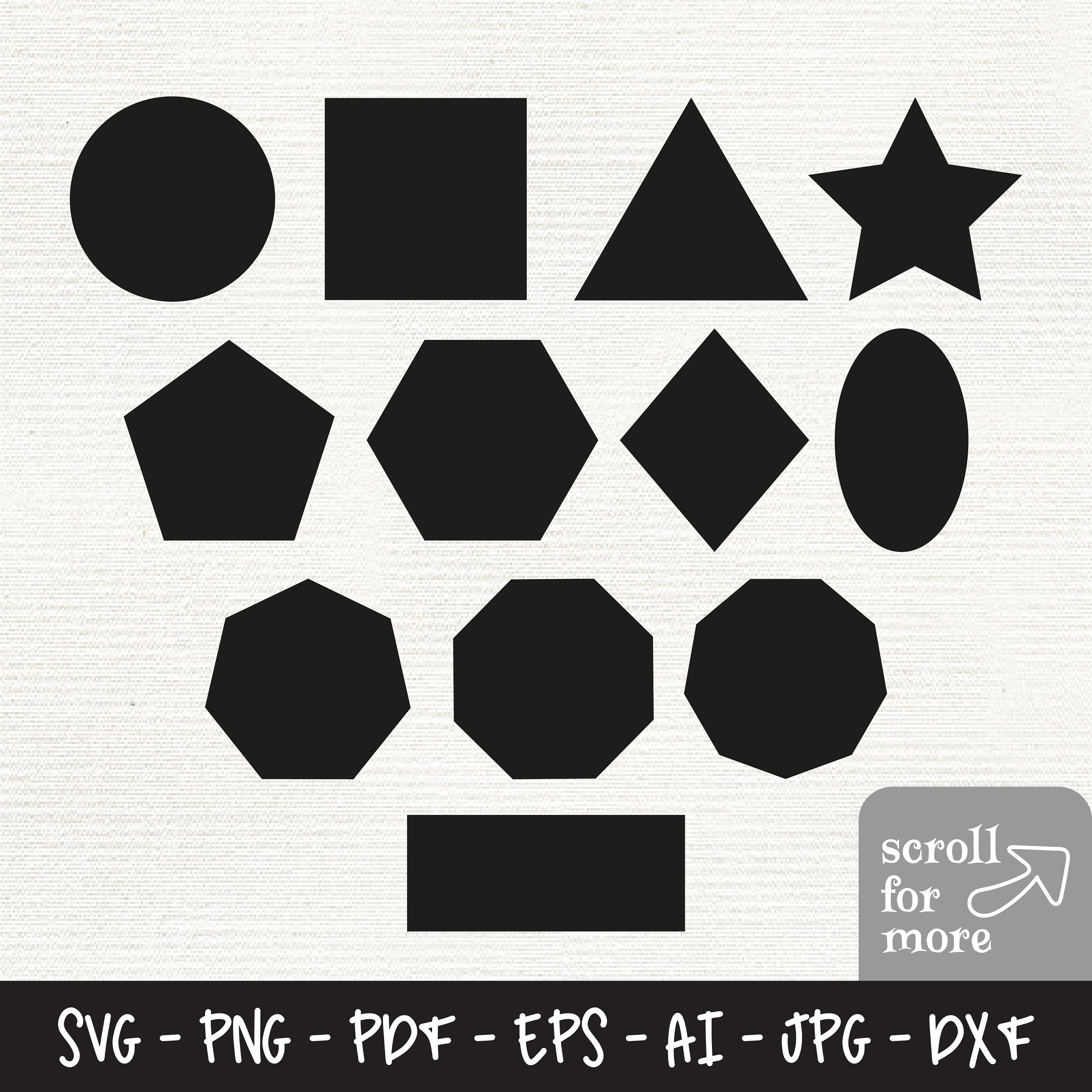 Basic Shapes SVG Bundle, Geometric Shapes Vector, Shape Outlines, Back ...