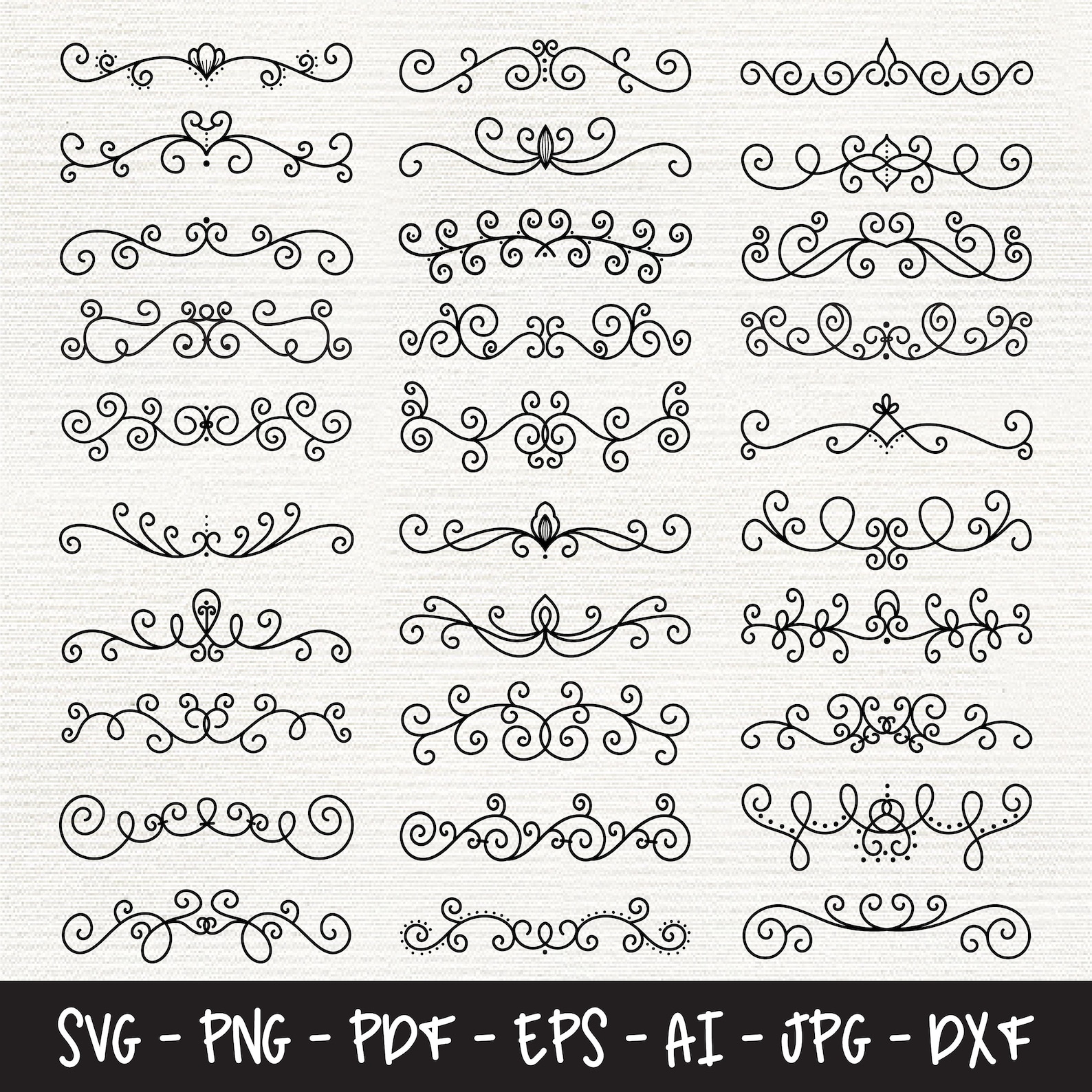 Dividers SVG Bundle, PART1, Decorative Text Dividers Svg, Text Dividers ...