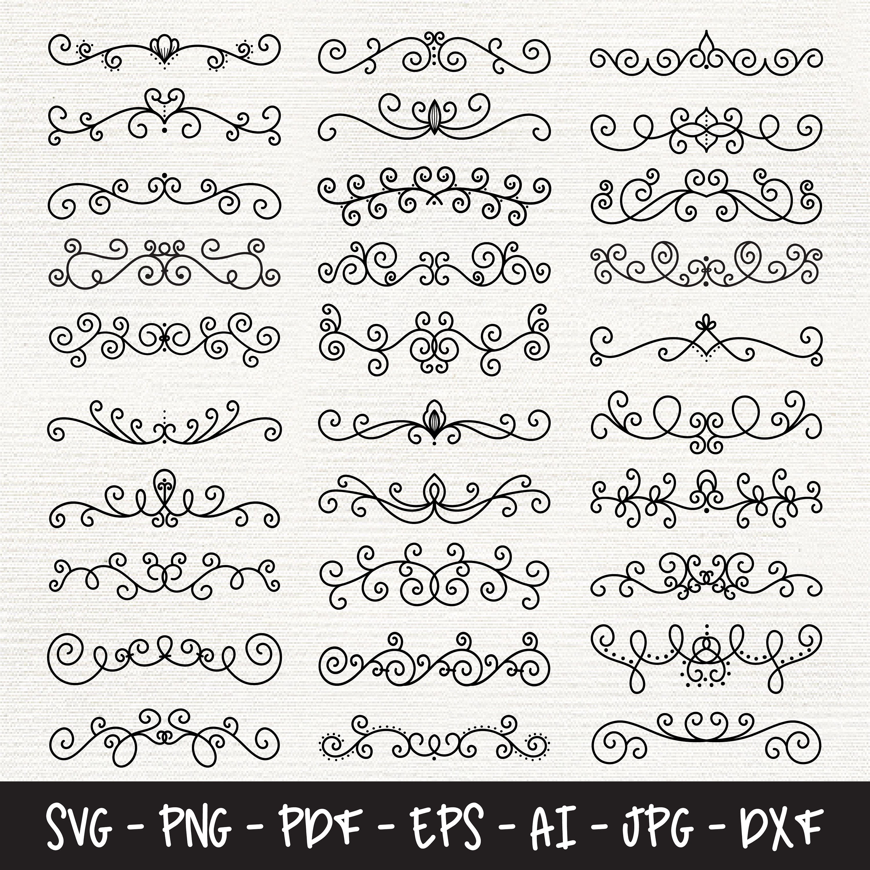 Dividers SVG Bundle, PART1, Decorative Text Dividers Svg, Text Dividers ...