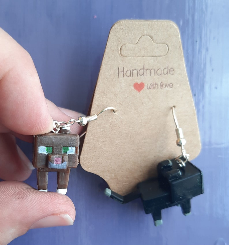 Mini Minecraft Toy Animal Figurine Earrings Handmade Bespoke Jewellery ...
