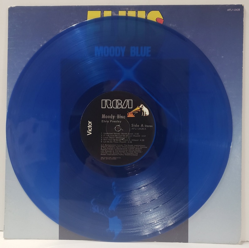 Elvis Presley MOODY BLUE Vinyl LP Record Album AFL1-2428 Translucent ...