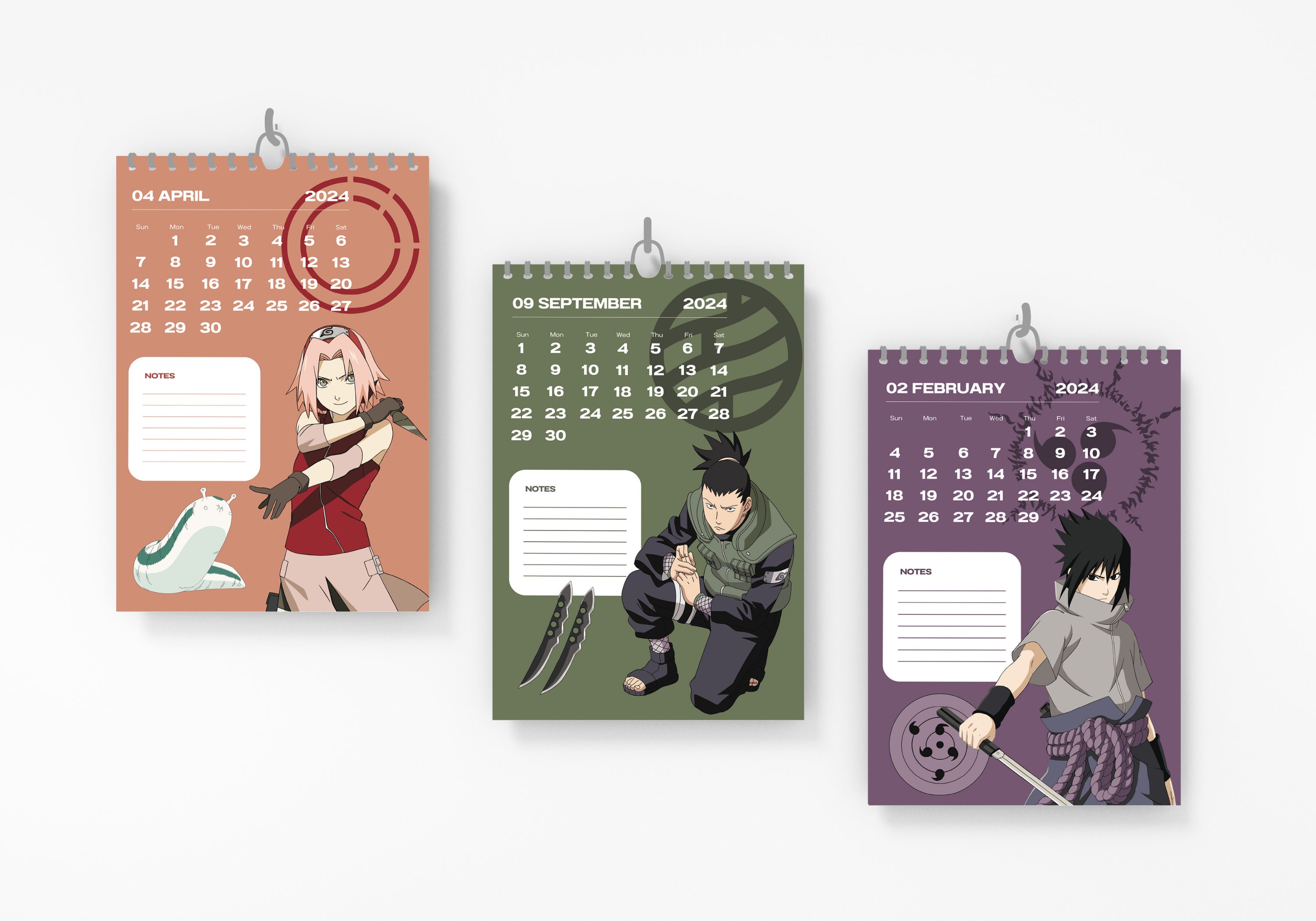 Naruto Calendar 2024 Printable PDF Monthly Calendar Anime - Etsy