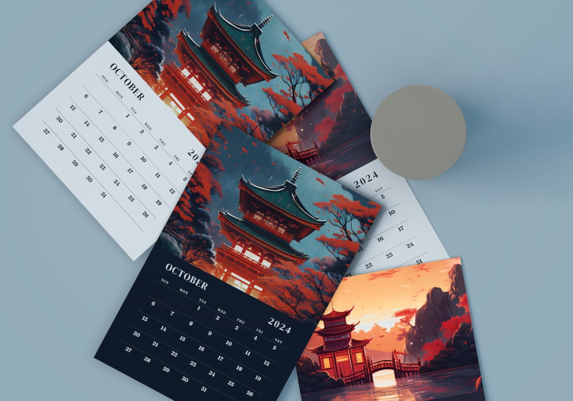 Japanese Fantasy Landscapes Calendar 2024 Printable PDF Monthly ...