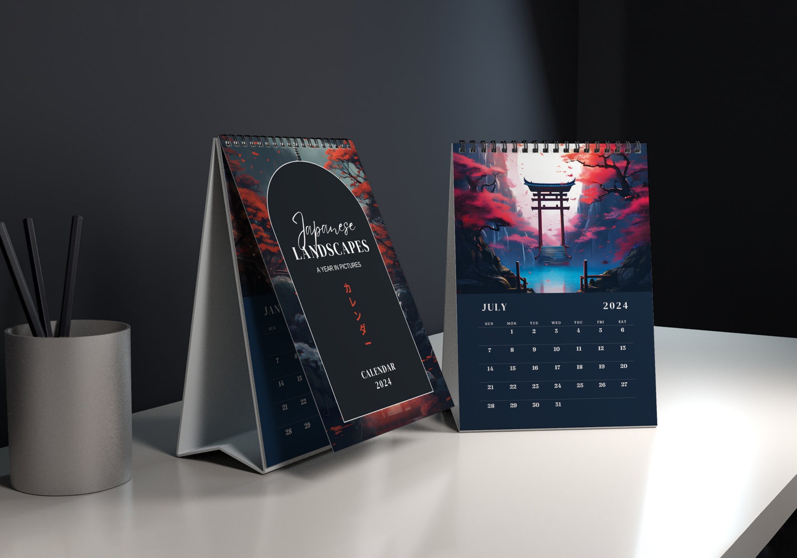 Japanese Fantasy Landscapes Calendar 2024 Printable PDF Monthly ...