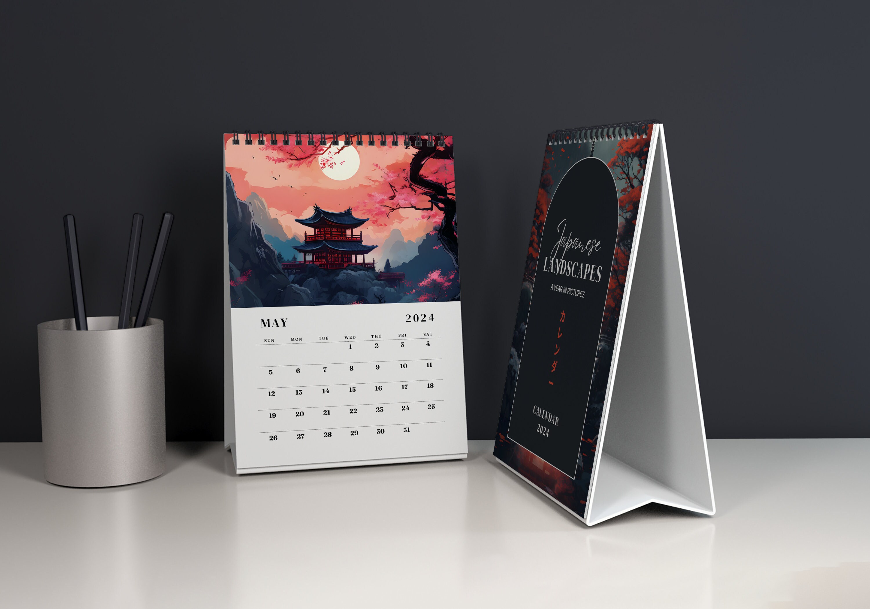 Japanese Fantasy Landscapes Calendar 2024 Printable PDF Monthly ...