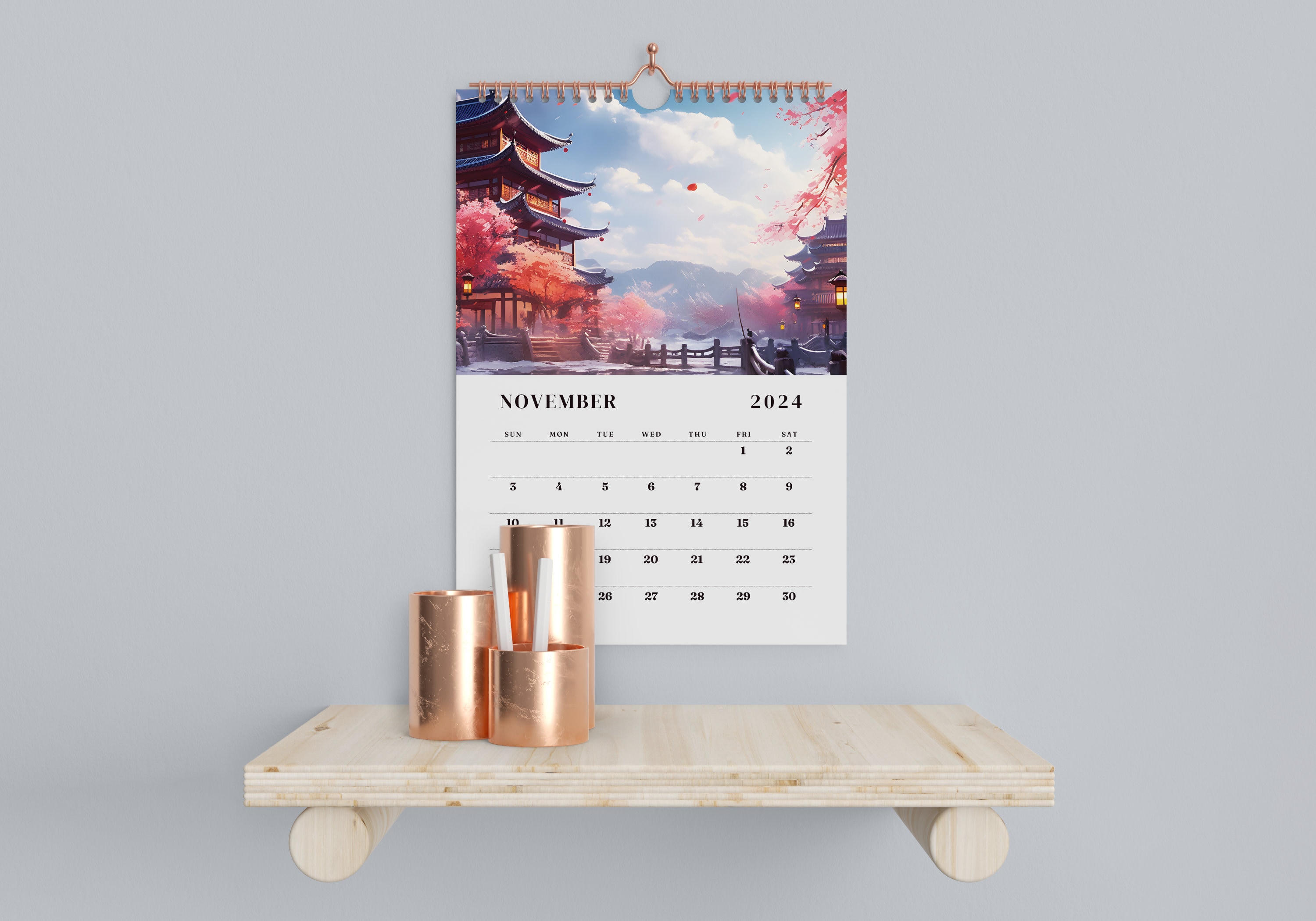 Japanese Fantasy Landscapes Calendar 2024 Printable PDF Monthly ...