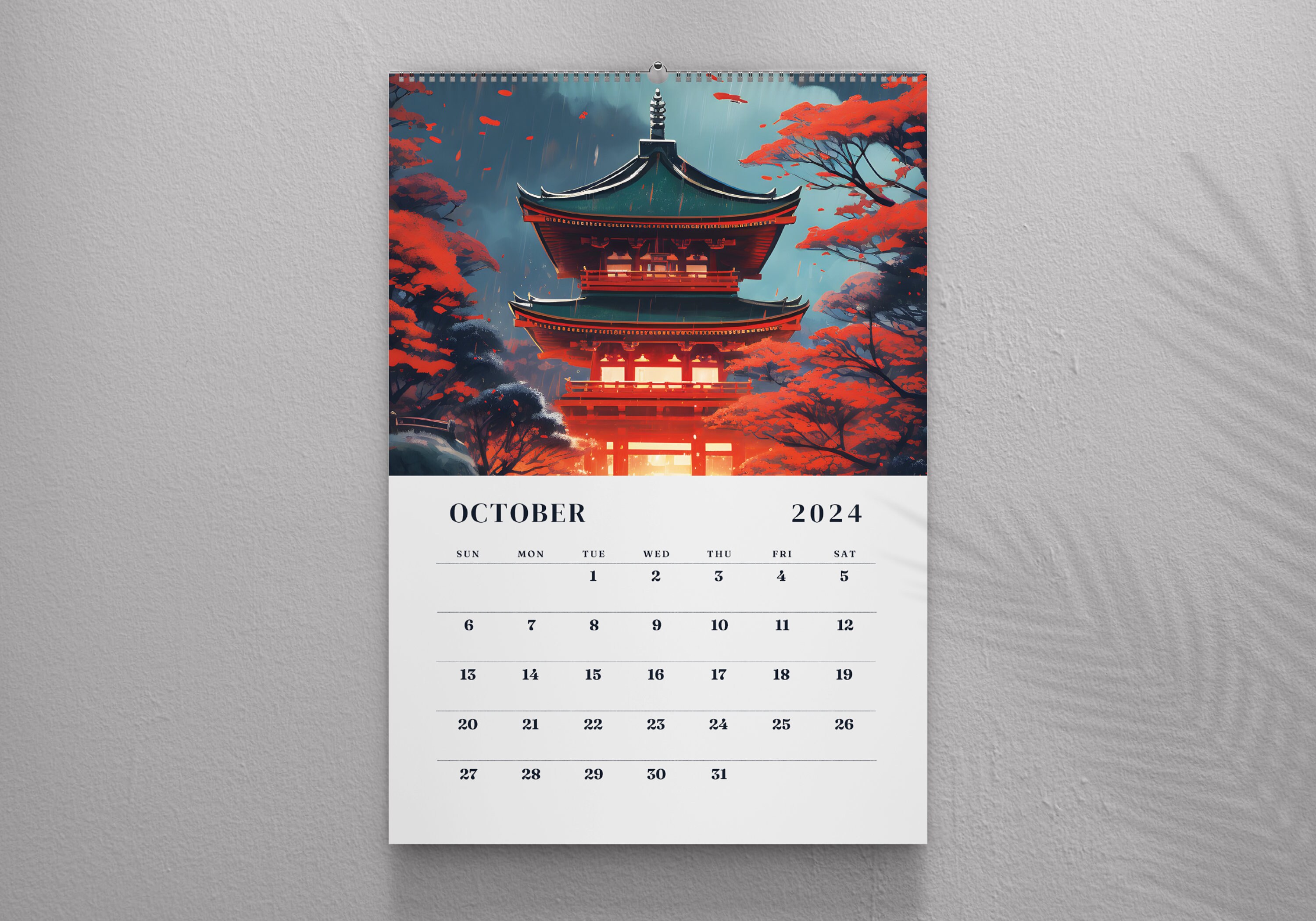 Japanese Fantasy Landscapes Calendar 2024 Printable PDF Monthly ...