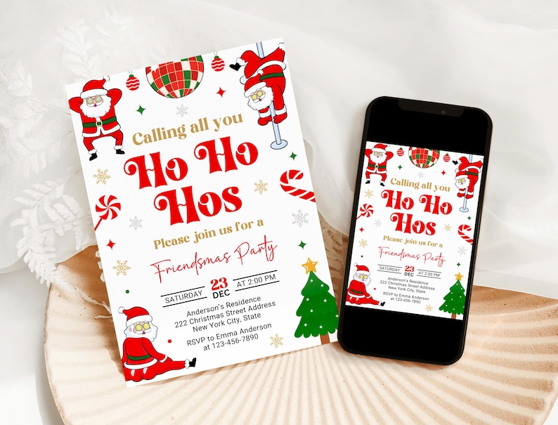 Christmas Funny Invitation, Friendsmas Invitation, Christmas Party ...