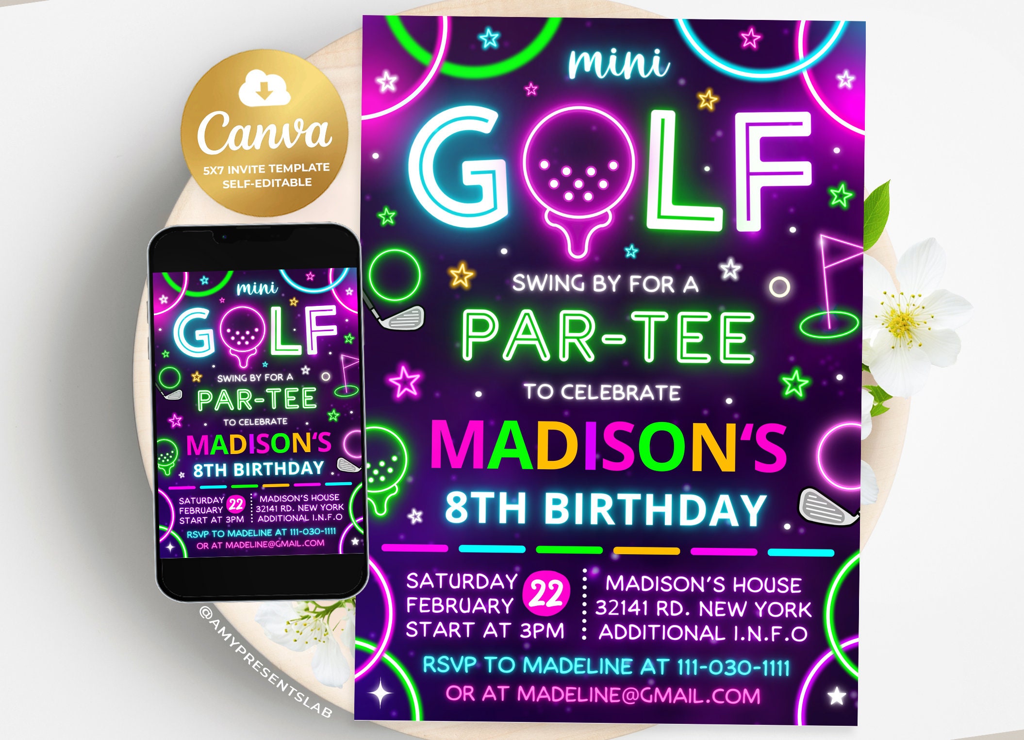 Mini Golf Birthday Invitation, Golf Party Invites, Editable Kids ...