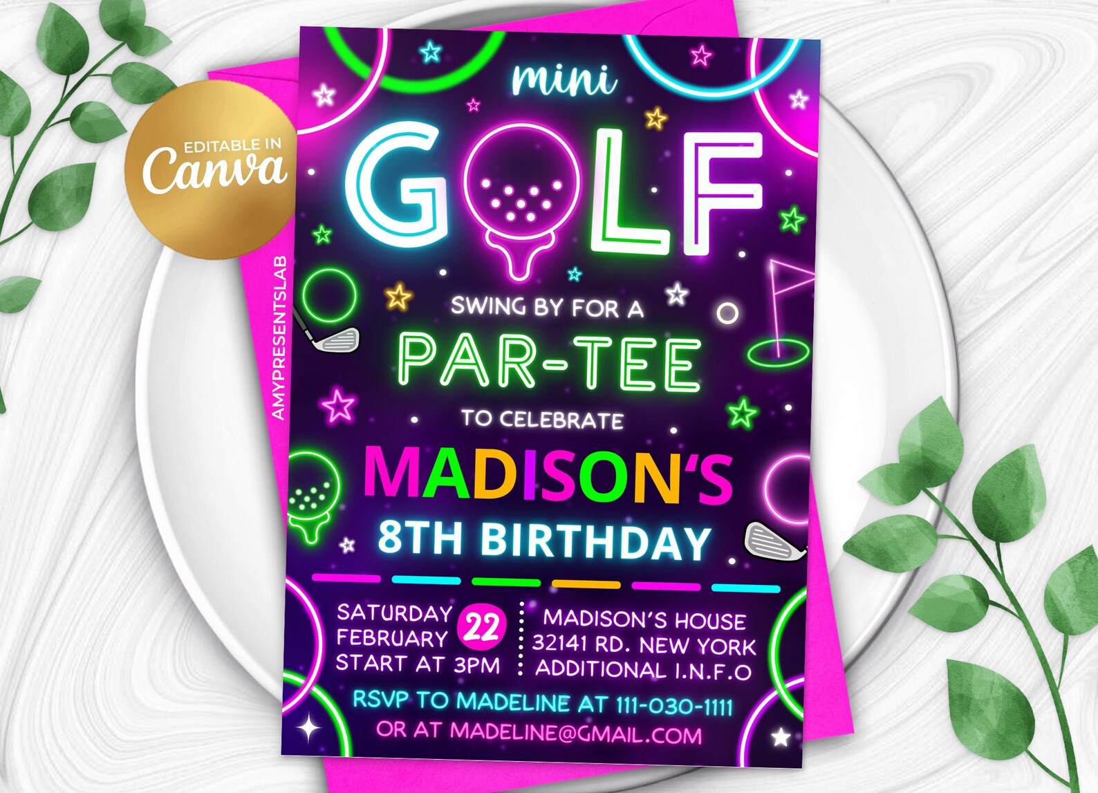 Mini Golf Birthday Invitation, Golf Party Invites, Editable Kids ...
