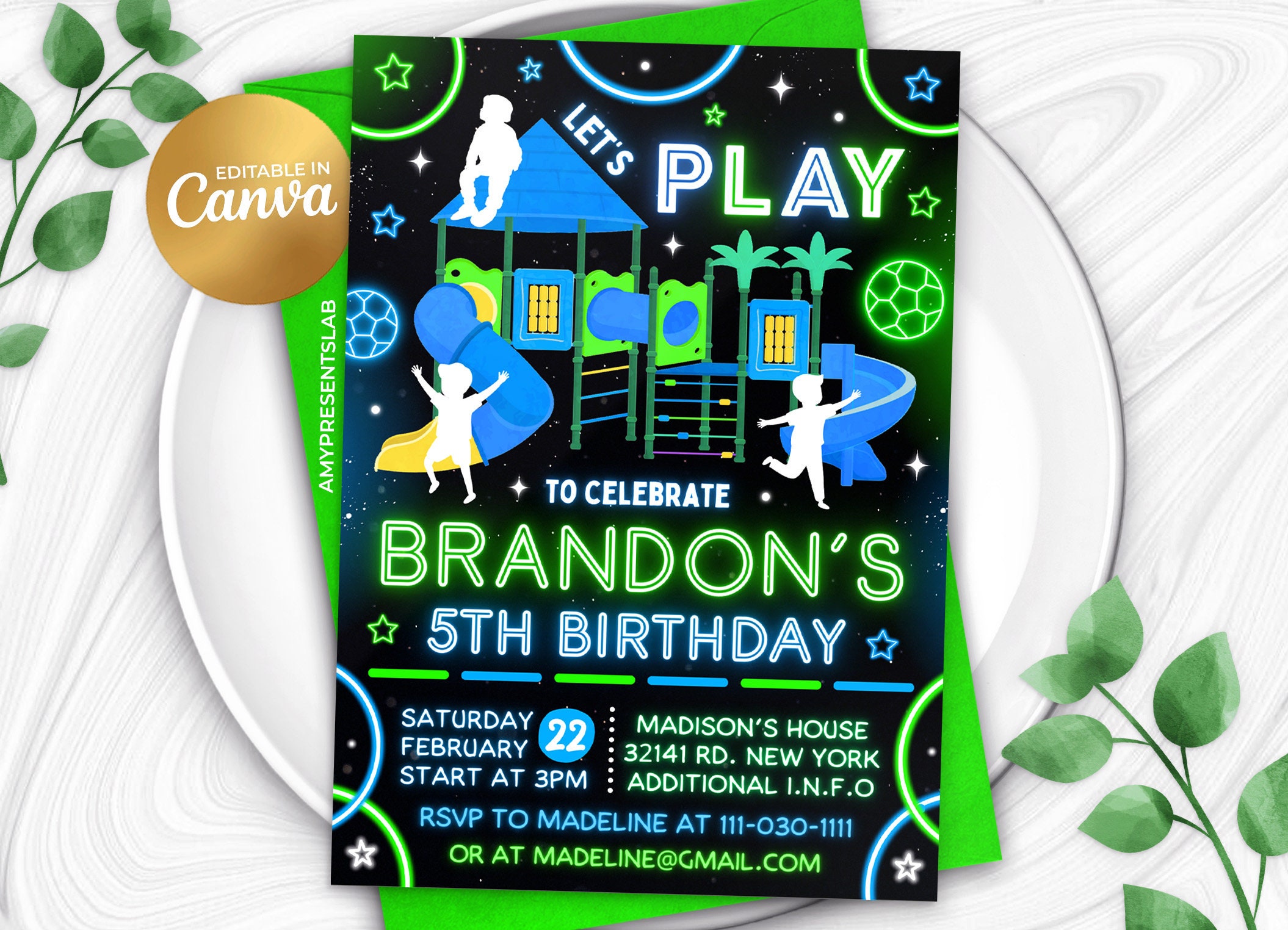 Playground Birthday Invitation, Playground Invitation, Jungle Gym Party ...