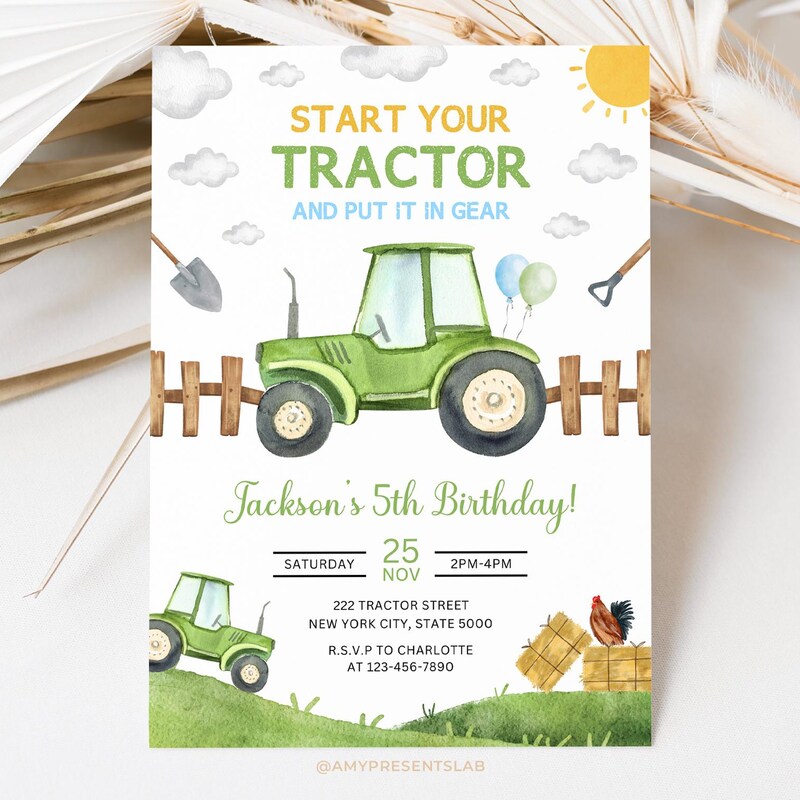 Tractor Invitations - Etsy