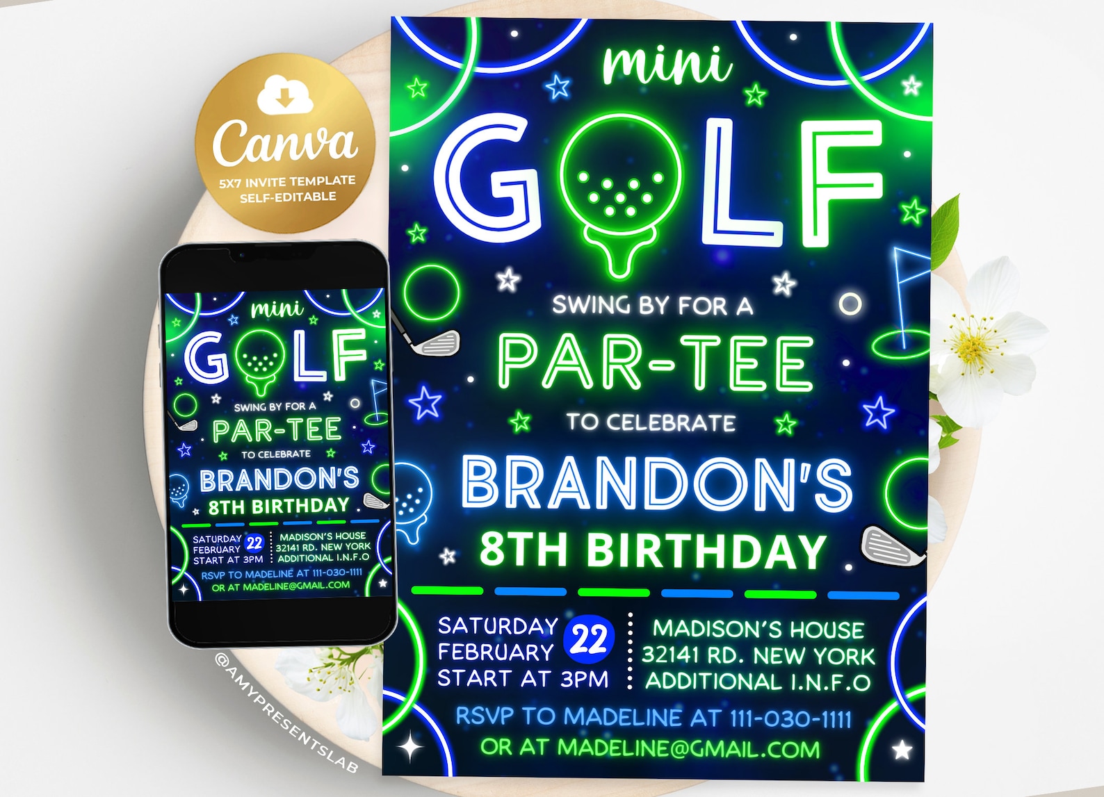 Mini Golf Birthday Invitation, Golf Party Invites, Editable Kids ...