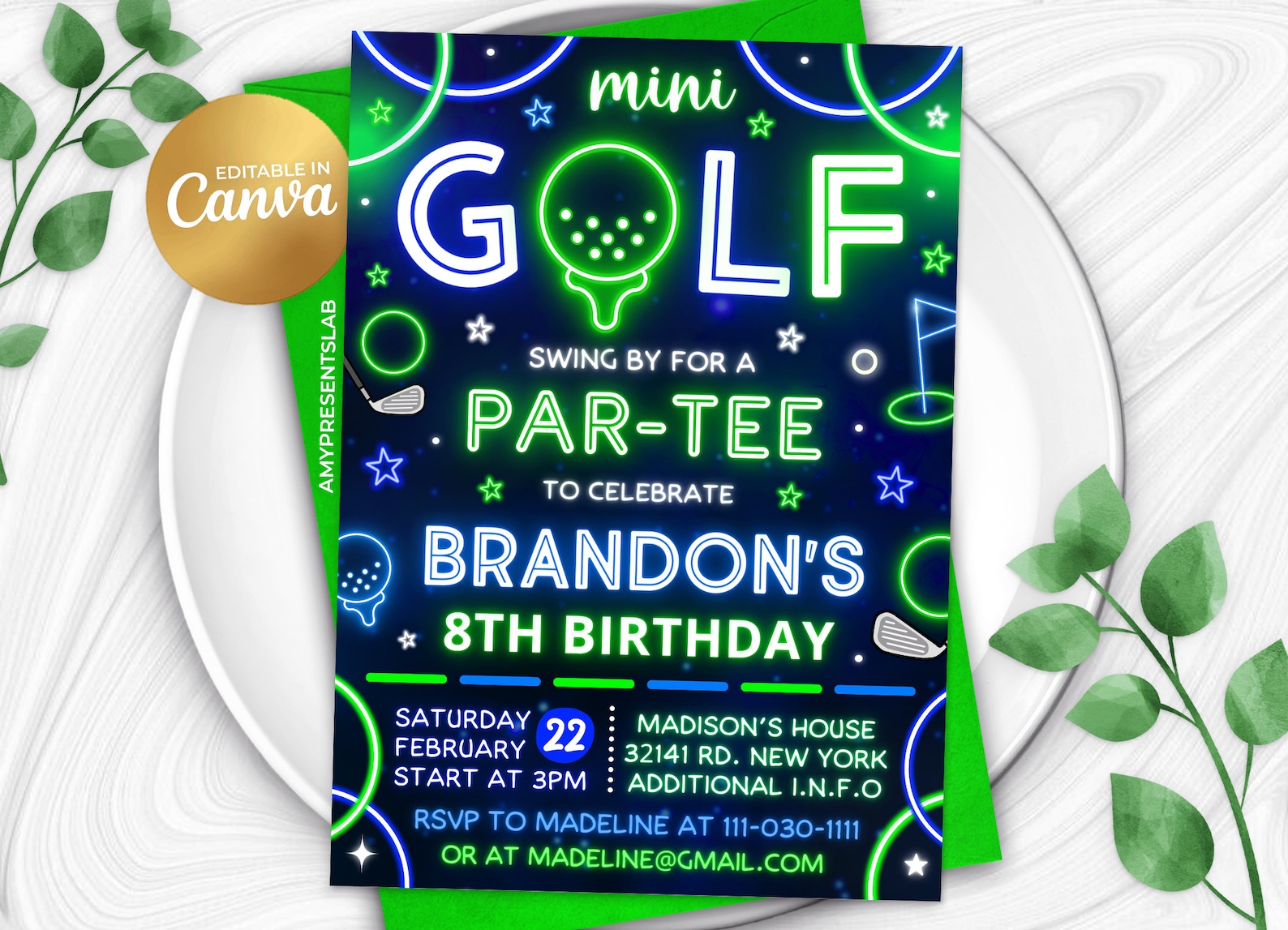 Mini Golf Birthday Invitation, Golf Party Invites, Editable Kids ...