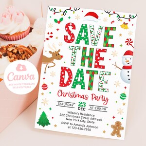 Save the Date Christmas Party Invitation, Christmas Invitation, Save ...