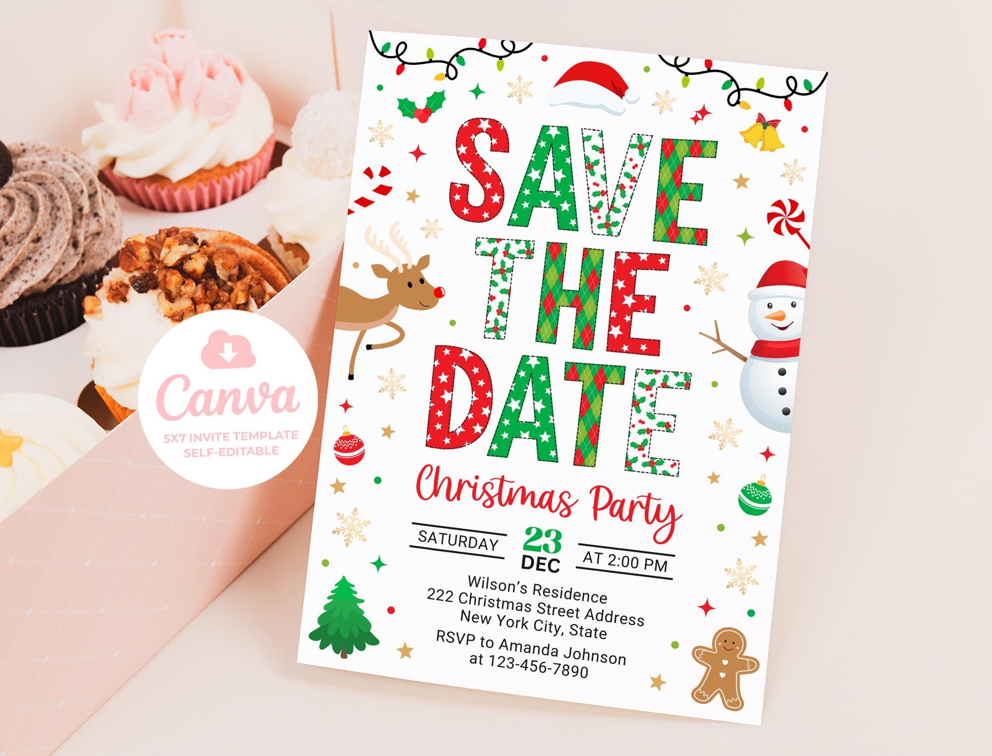 Save the Date Christmas Party Invitation, Christmas Invitation, Save ...