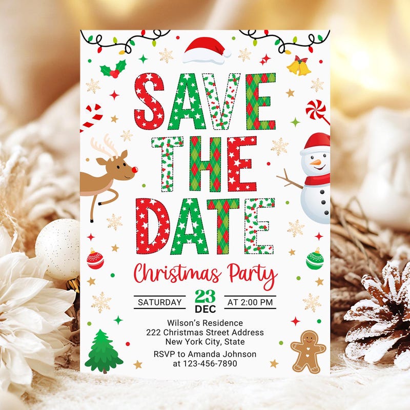 Save the Date Holiday Party Template - Etsy