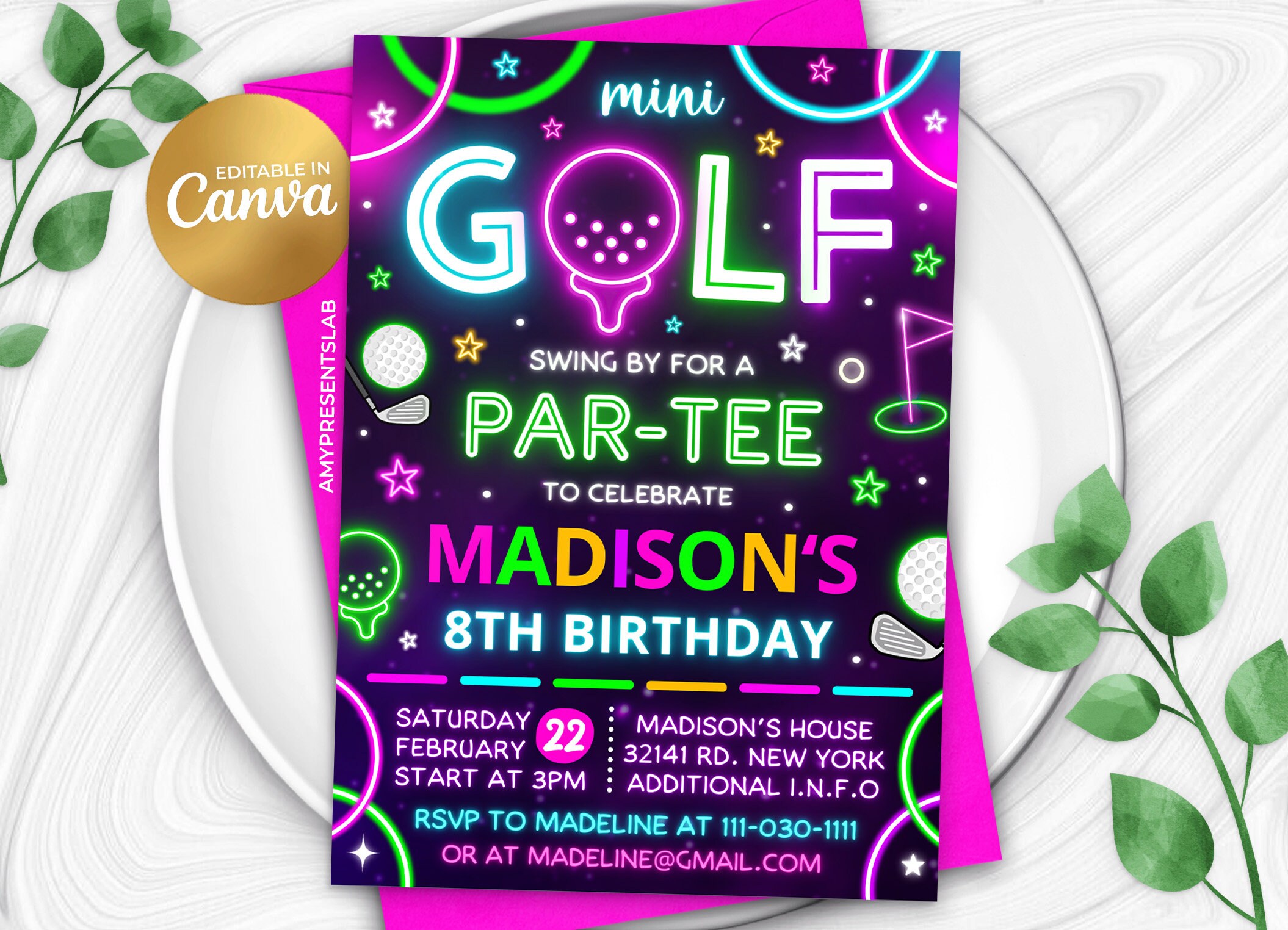 Mini Golf Birthday Invitation, Golf Party Invites, Editable Kids ...