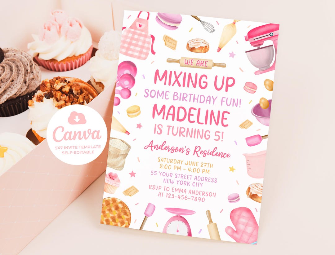 Baking Birthday Party Invitation, Cooking Birthday Invite, Kitchen ...