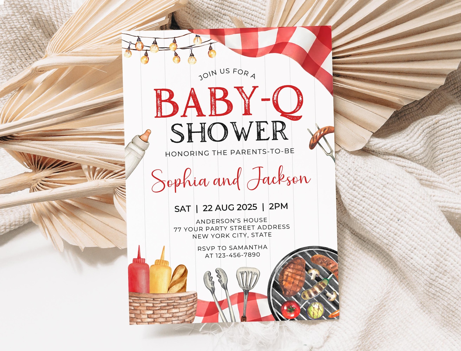 Editable Baby-q Baby Shower Invitation, Baby-q Backyard Baby Shower Invite, Baby-q Shower ...
