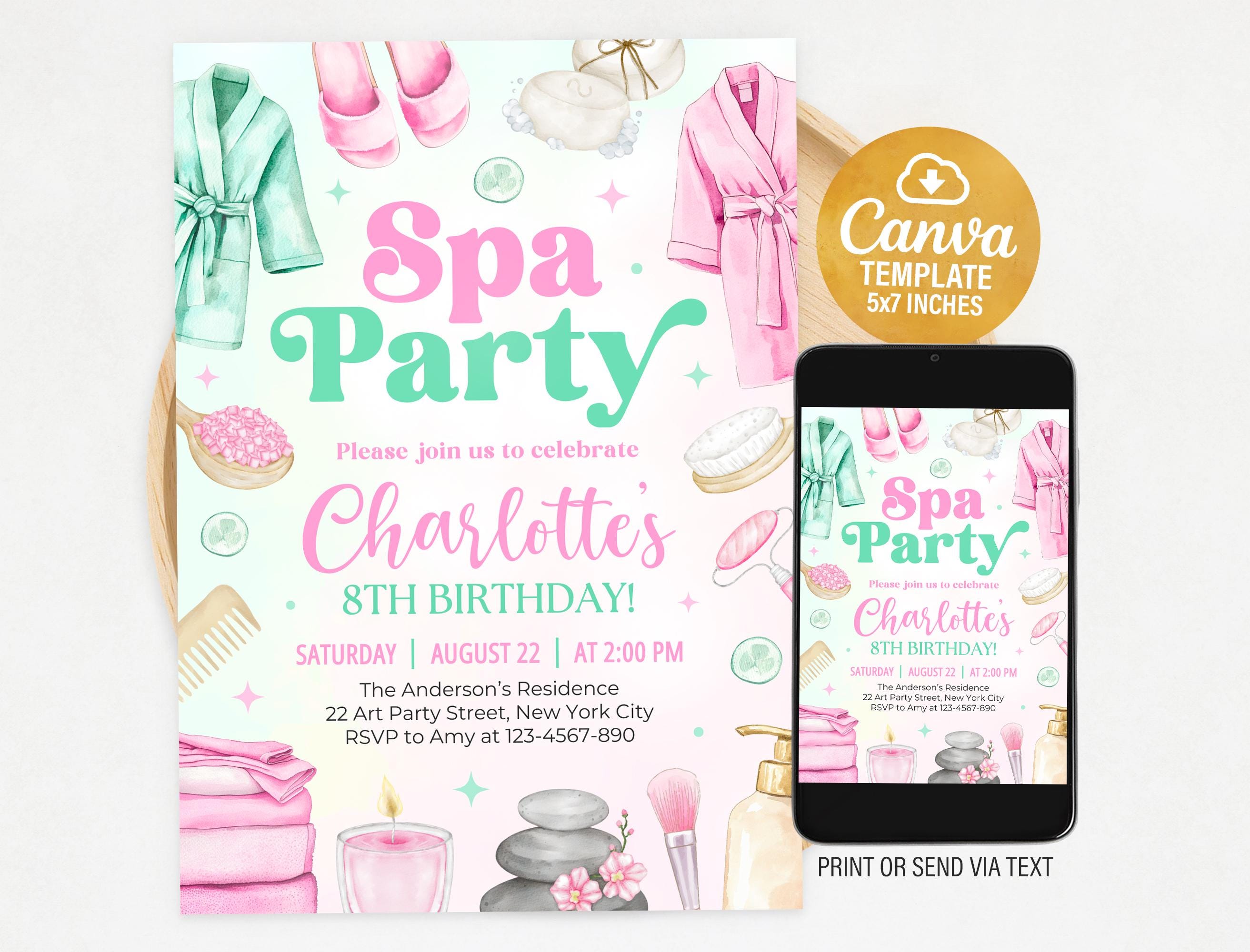 Spa Party Birthday Invitation, Pamper Party Invitation, Spa Girls ...