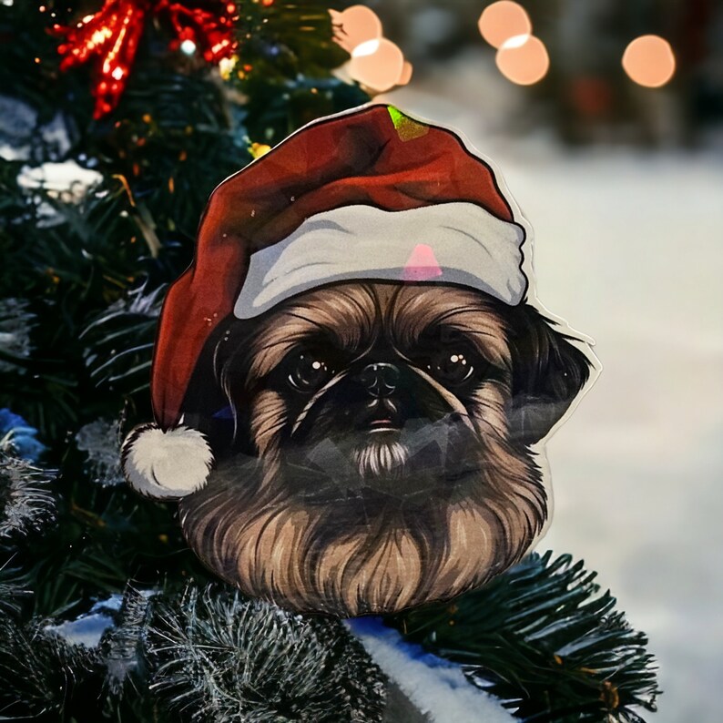 Pekingese Christmas Sticker, Dog Christmas Sticker, Puppy Christmas ...