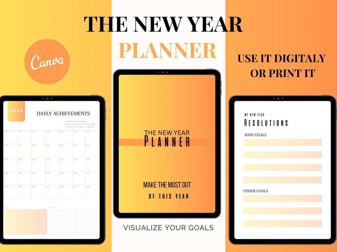 Printable New Year Goals Planner Bundle, Daily, Weekly, Monthly, Yearly ...