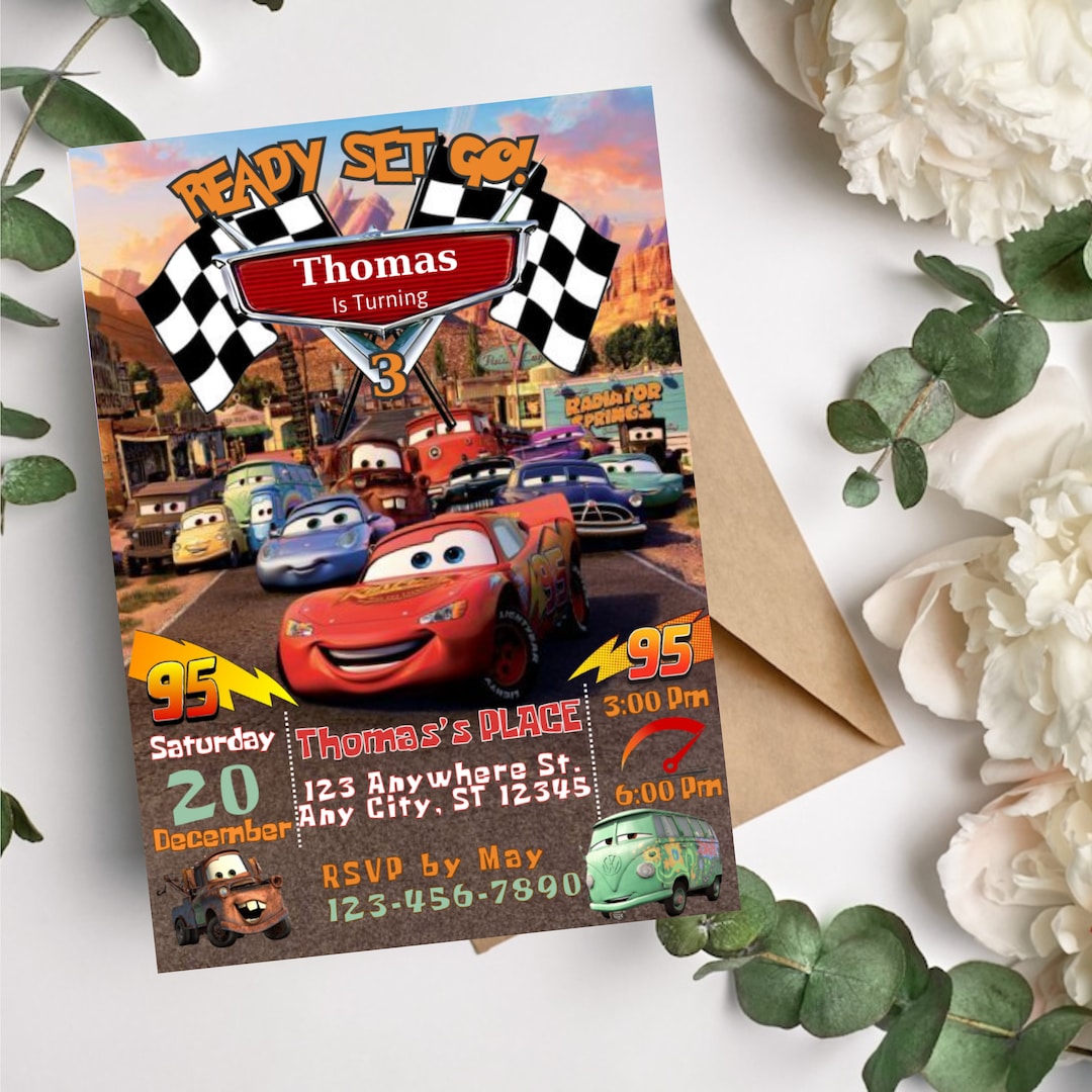 Editable Car Party Invitation Car Party Invitation Lightning - Etsy