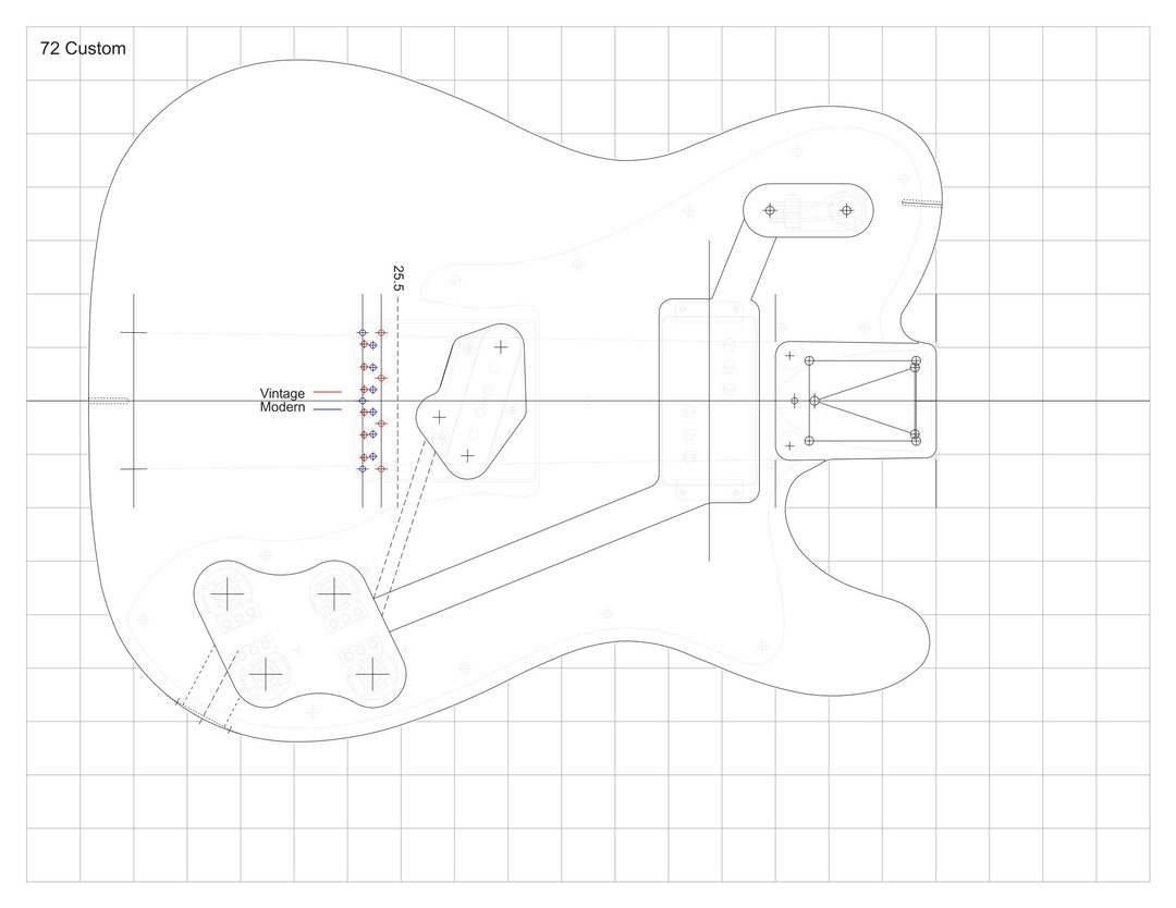 1972 Fender Telecaster Custom Deluxe Luthier Plans, PDF, Blueprint ...