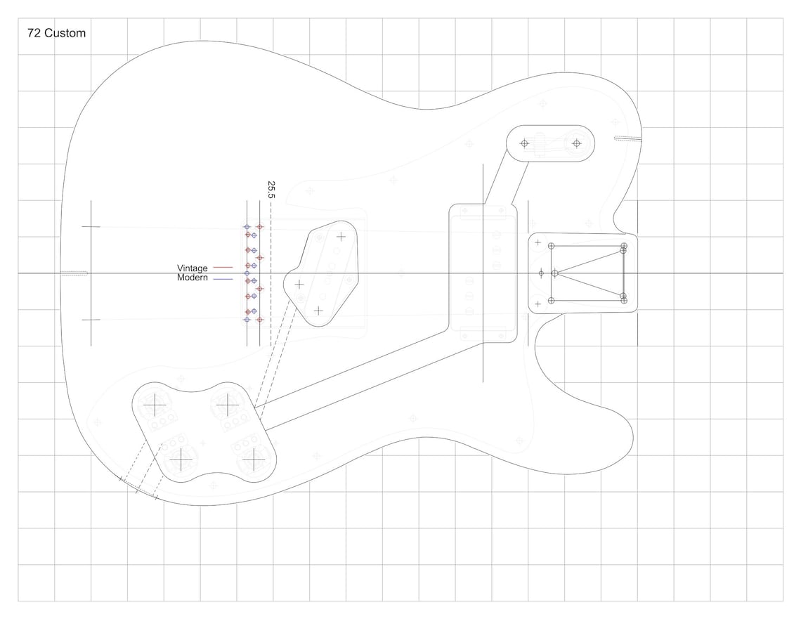 1972 Fender Telecaster Custom Deluxe Luthier Plans, PDF, Blueprint ...