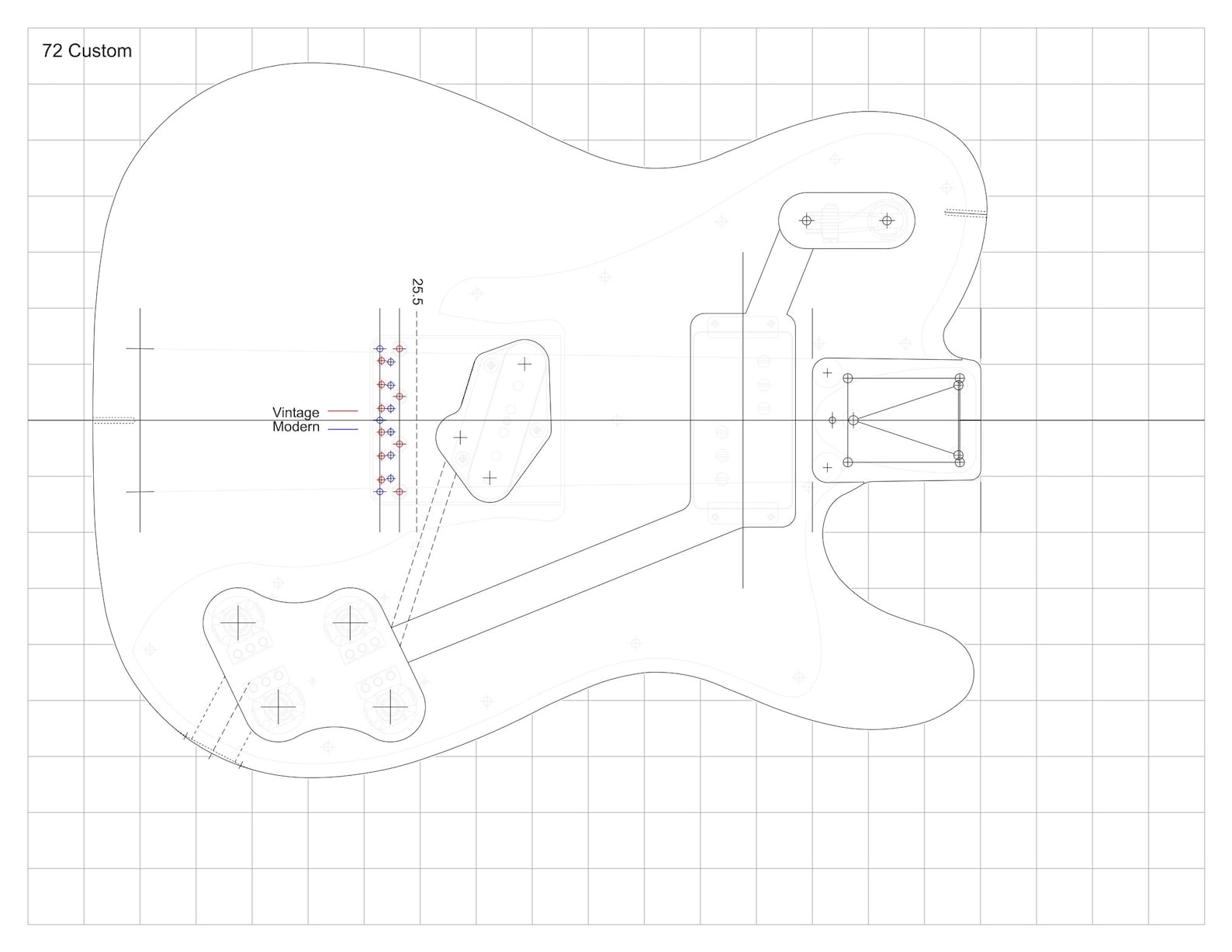 1972 Fender Telecaster Custom Deluxe Luthier Plans, PDF, Blueprint ...