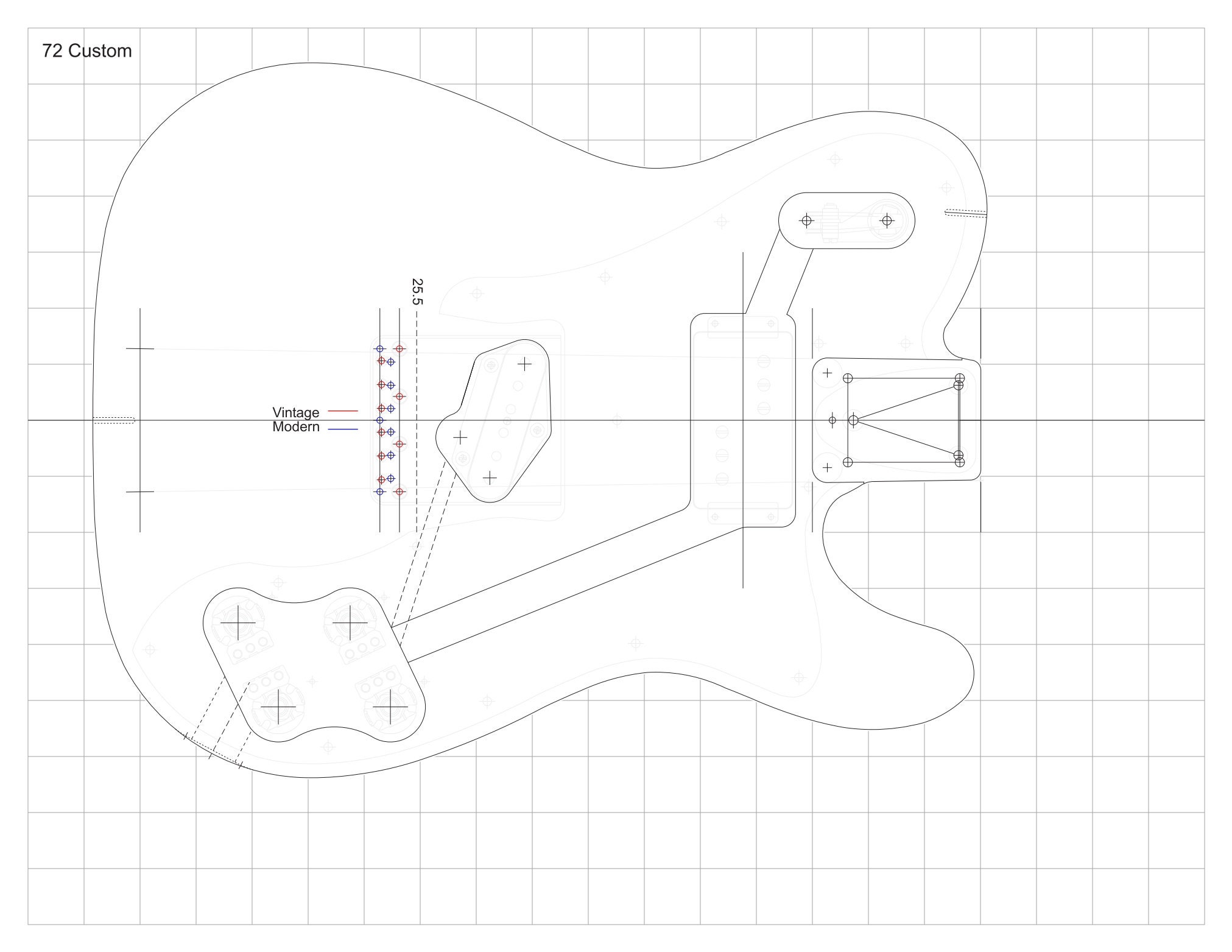 1972 Fender Telecaster Custom Deluxe Luthier Plans, PDF, Blueprint ...