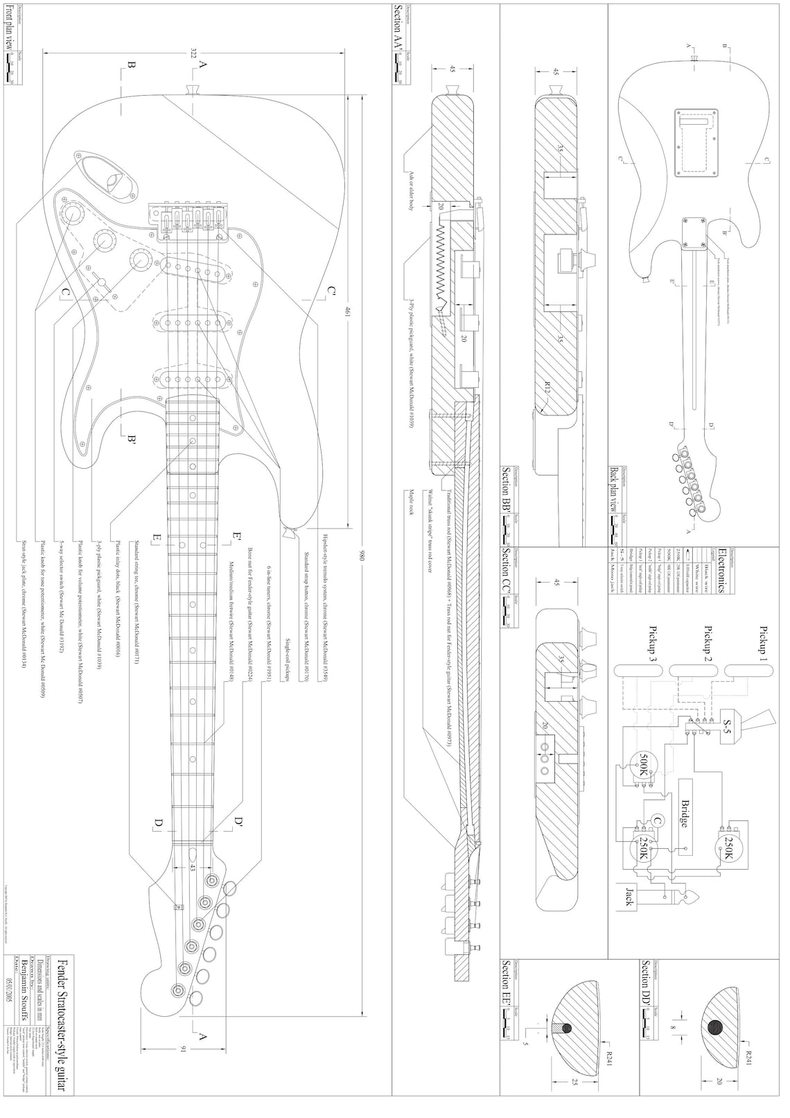 Fender Stratocaster Luthier Plans, PDF, Blueprint, Guitar Build - Etsy