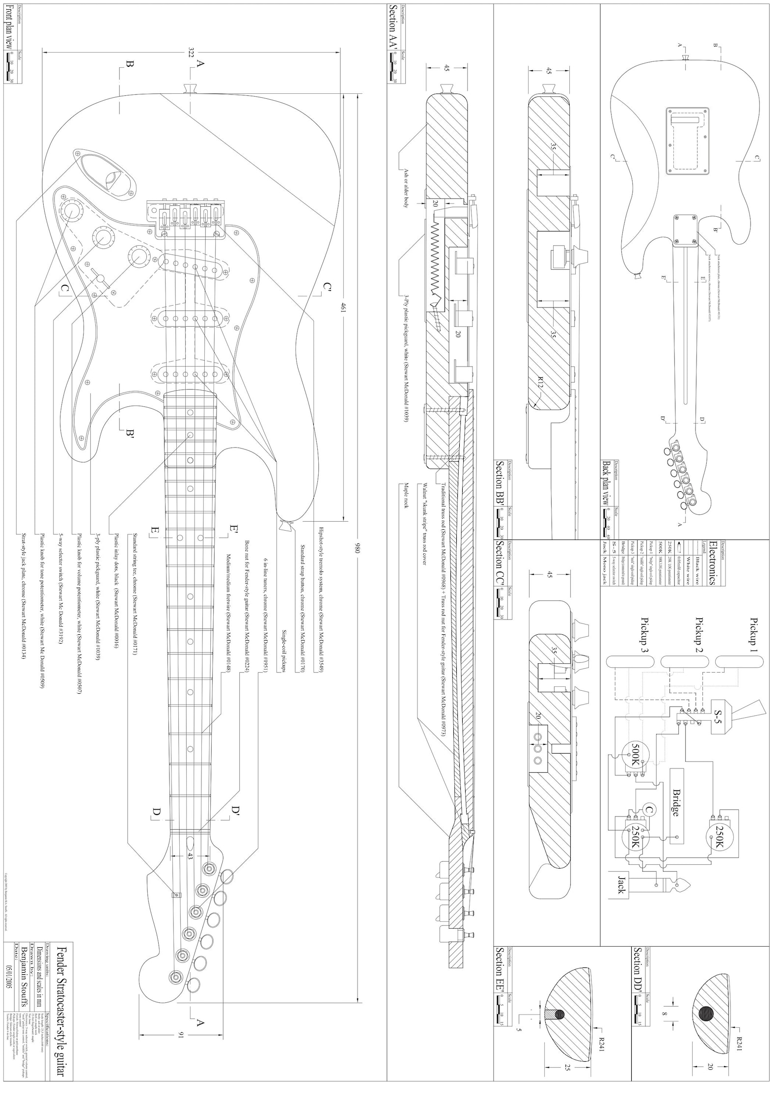 Fender Stratocaster Luthier Plans, PDF, Blueprint, Guitar Build - Etsy