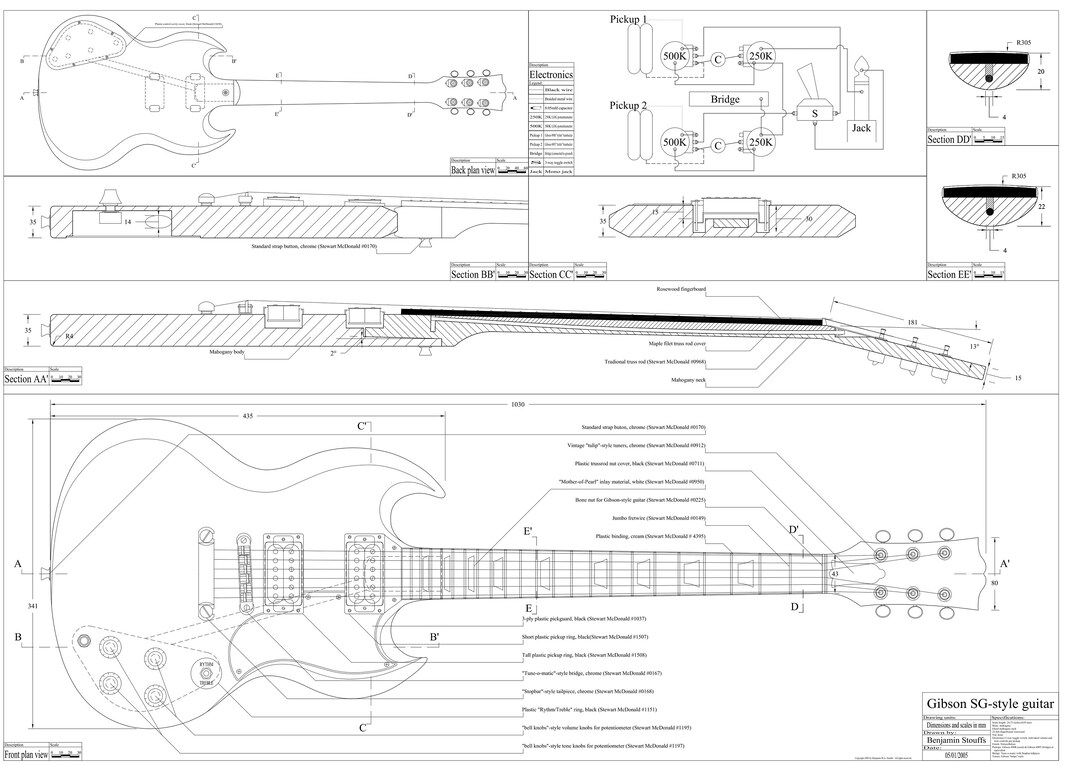 Gibson SG Luthier Plans, PDF, Blueprint, Guitar Build - Etsy