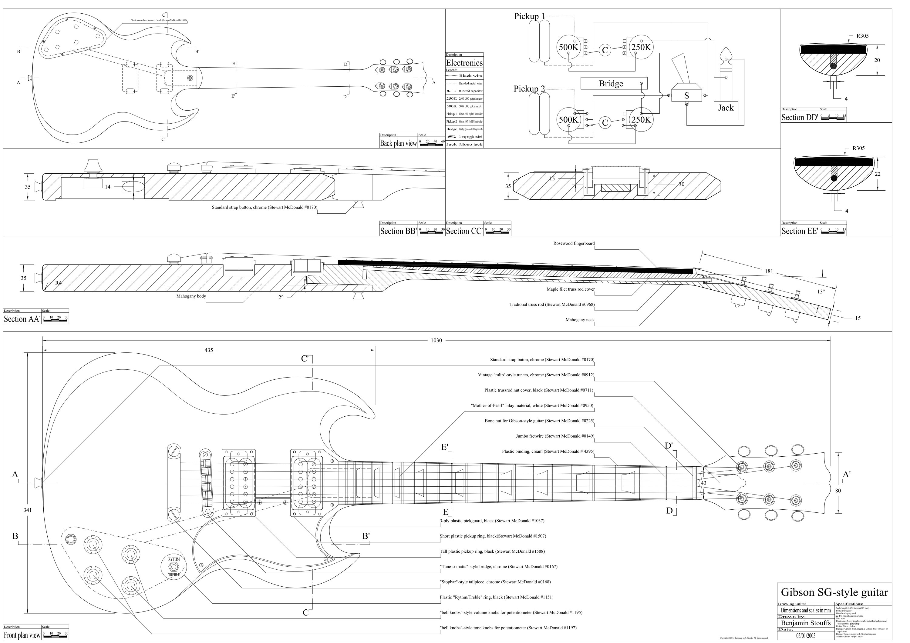 Gibson SG Luthier Plans, PDF, Blueprint, Guitar Build - Etsy