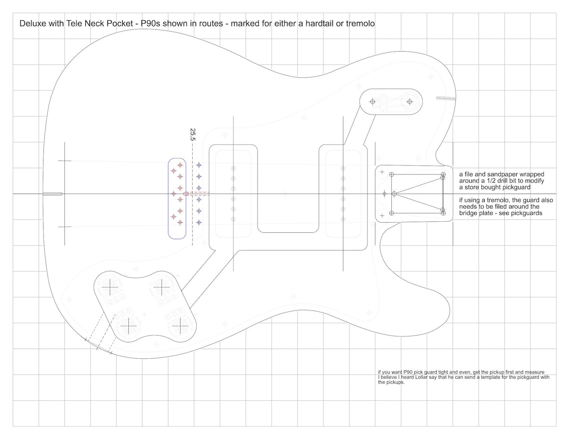 1972 Fender Telecaster Custom Deluxe Luthier Plans, PDF, Blueprint ...