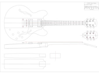 Gibson ES-335 Dot Electric Guitar 01. PDF Plans Blueprint Template - Etsy