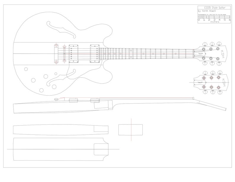 Gibson ES 335 Electric Luthier Plans, PDF, Blueprint, Guitar Build ...