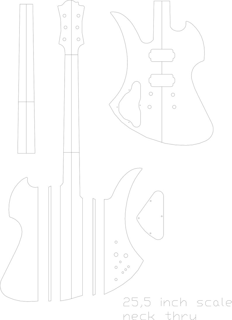 BC Rich Mockingbird (neck Through) Luthier Plans, PDF, Blueprints ...