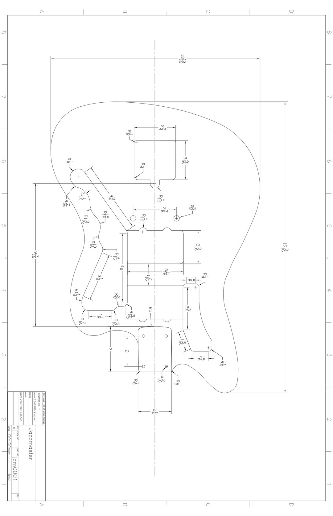 Fender Jazzmaster V2 Luthier Plans (body Only), PDF, Blueprint, Guitar ...