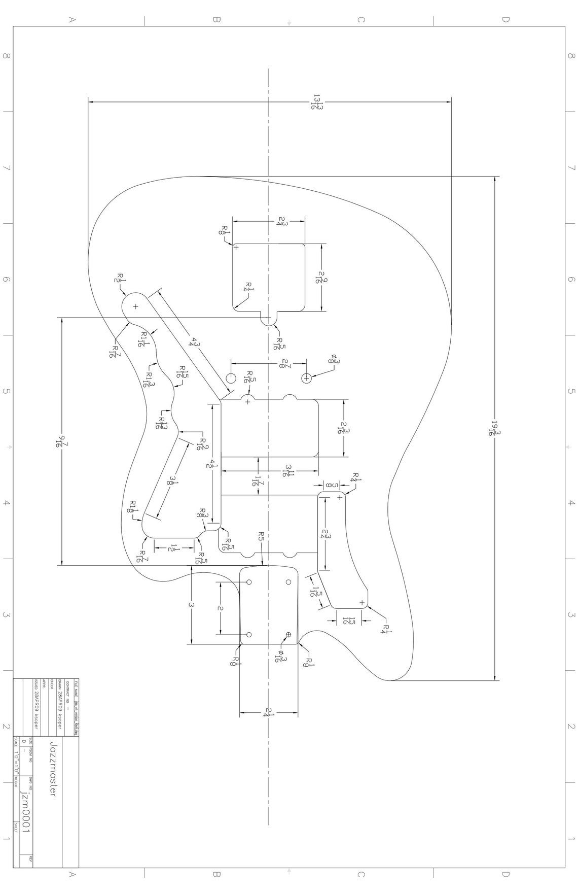 Fender Jazzmaster V2 Luthier Plans (body Only), PDF, Blueprint, Guitar ...