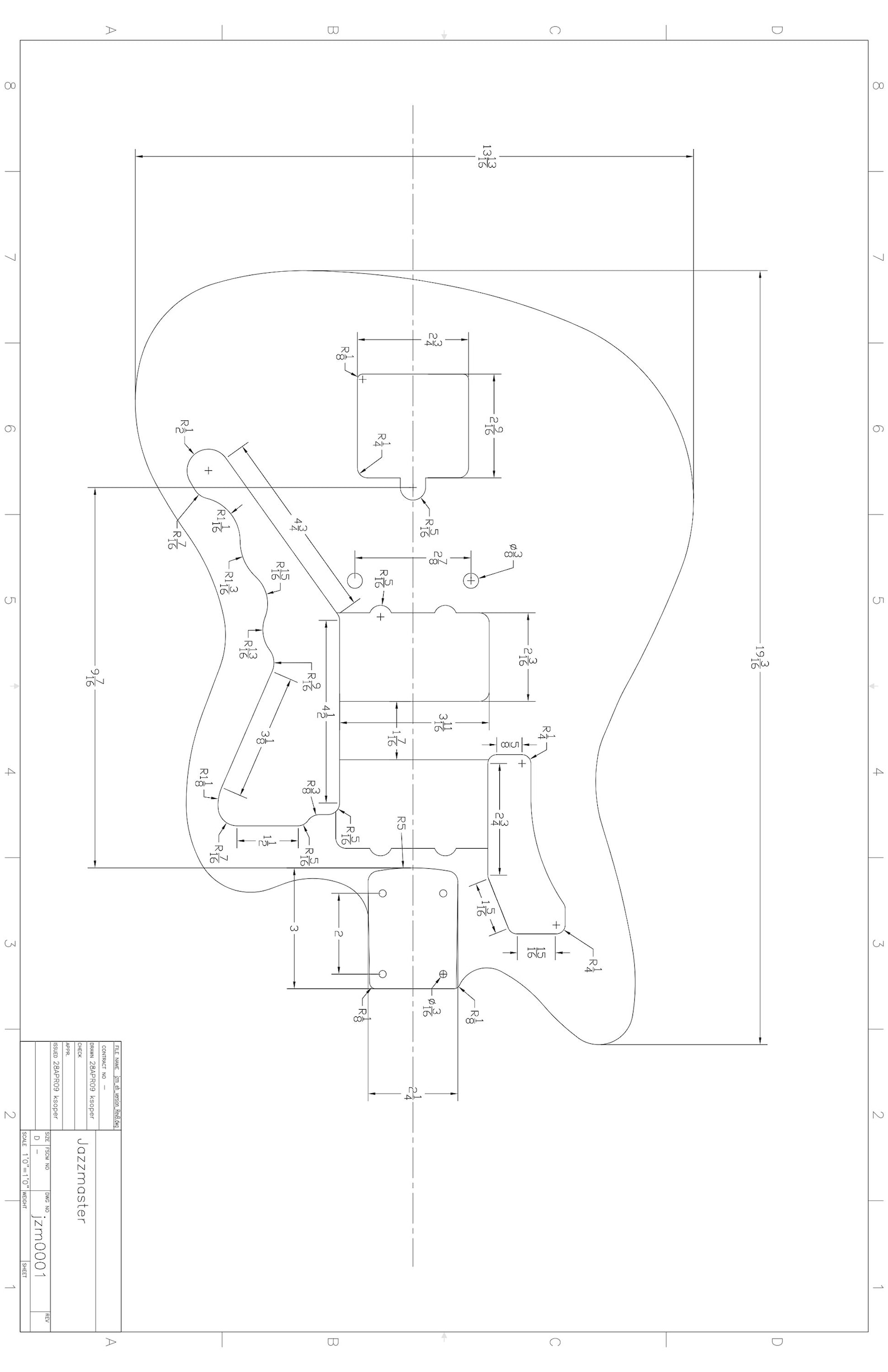 Fender Jazzmaster V2 Luthier Plans (body Only), PDF, Blueprint, Guitar ...
