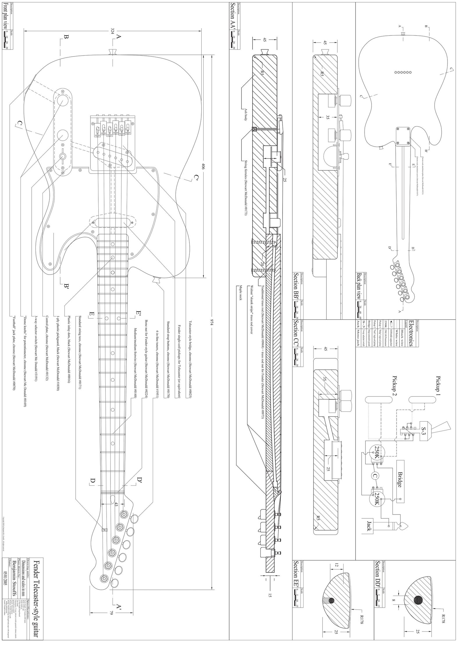 Fender Telecaster Luthier Plans, PDF, Blueprint, Guitar Build - Etsy