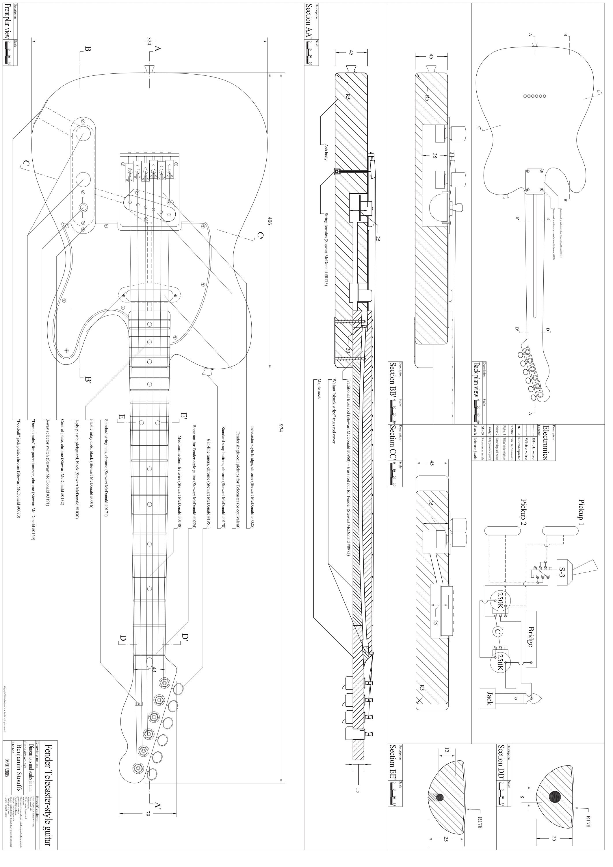 Fender Telecaster Luthier Plans, PDF, Blueprint, Guitar Build - Etsy