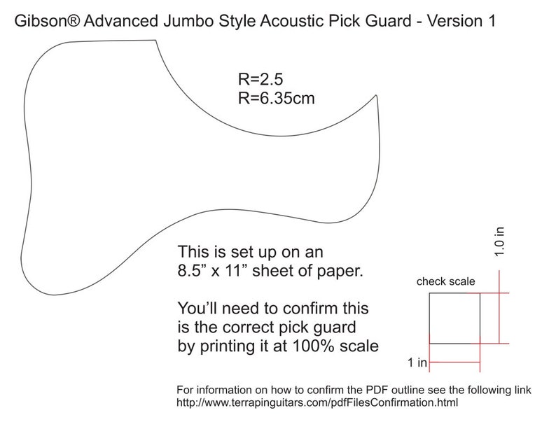 Gibson Advanced Jumbo Scratchplate/pickguard Luthier Plans, PDF ...