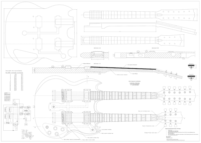 Gibson Double Neck SG Luthier Plans, PDF, Blueprint, Guitar Build - Etsy